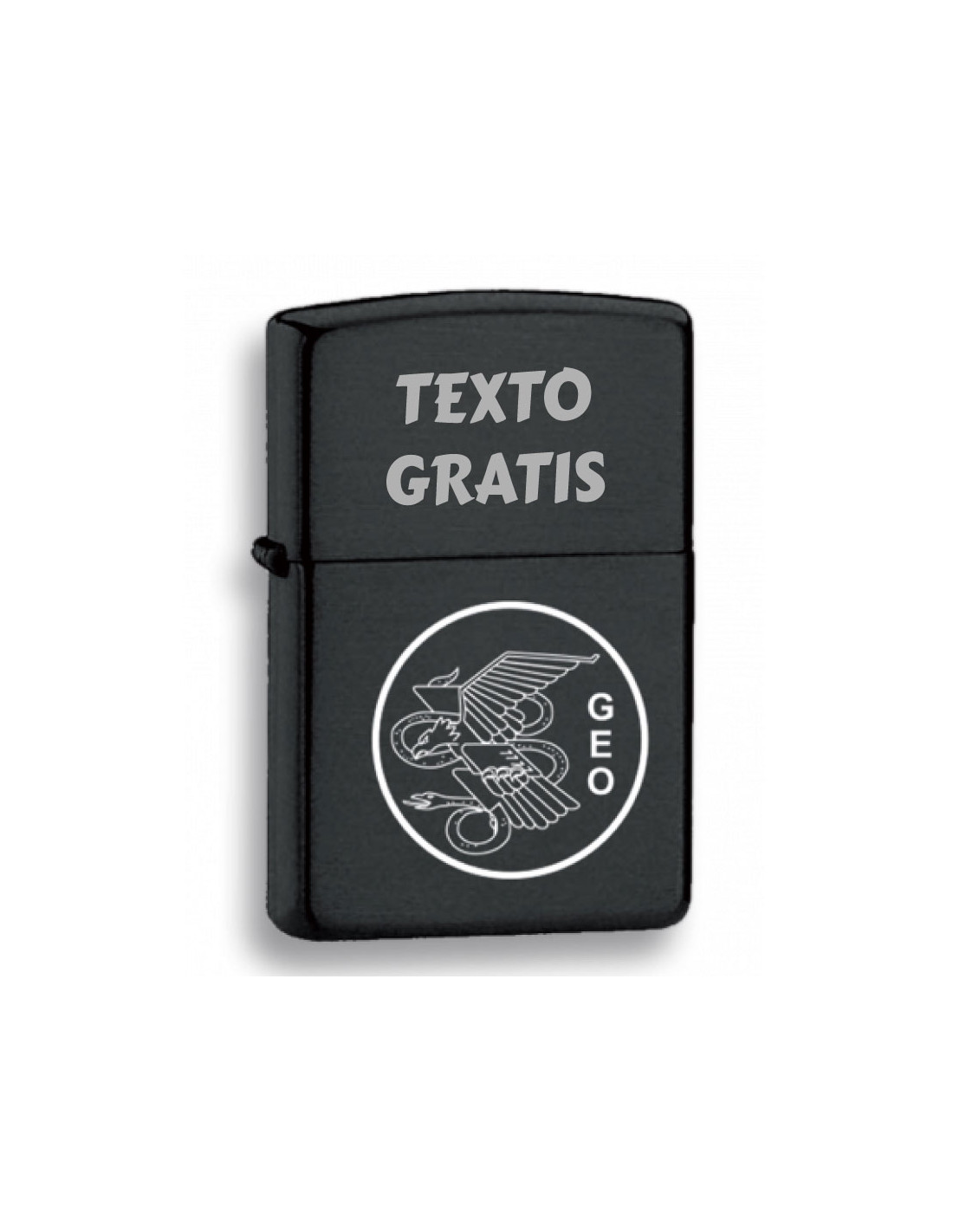 Encendedor negro mate personalizado con LOGO (mecha gasolina)
