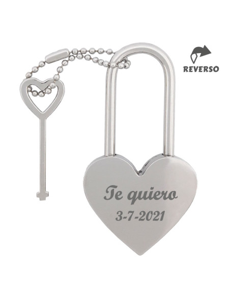 Candado corazón personalizado con llave.