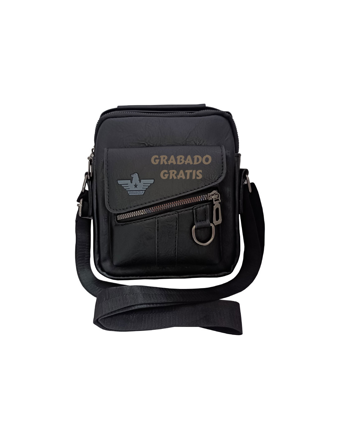 Bandolera negra pequeña personalizada a láser
