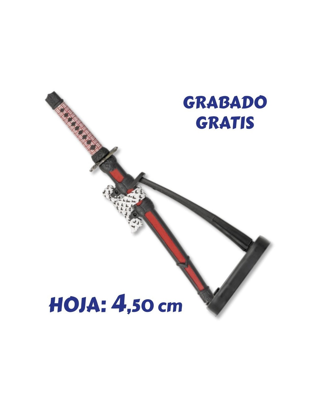 Mini Katana c/peana roja-negra